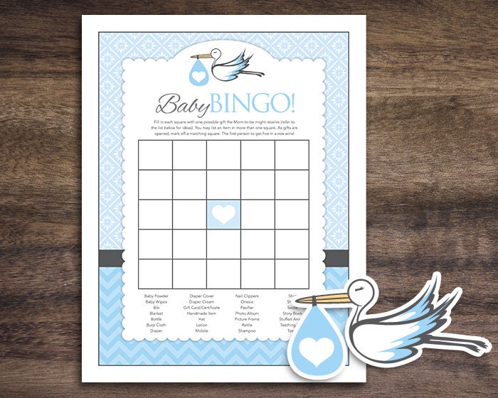 Instant Download Blue Stork Baby Shower Games for Boy Stork | Etsy