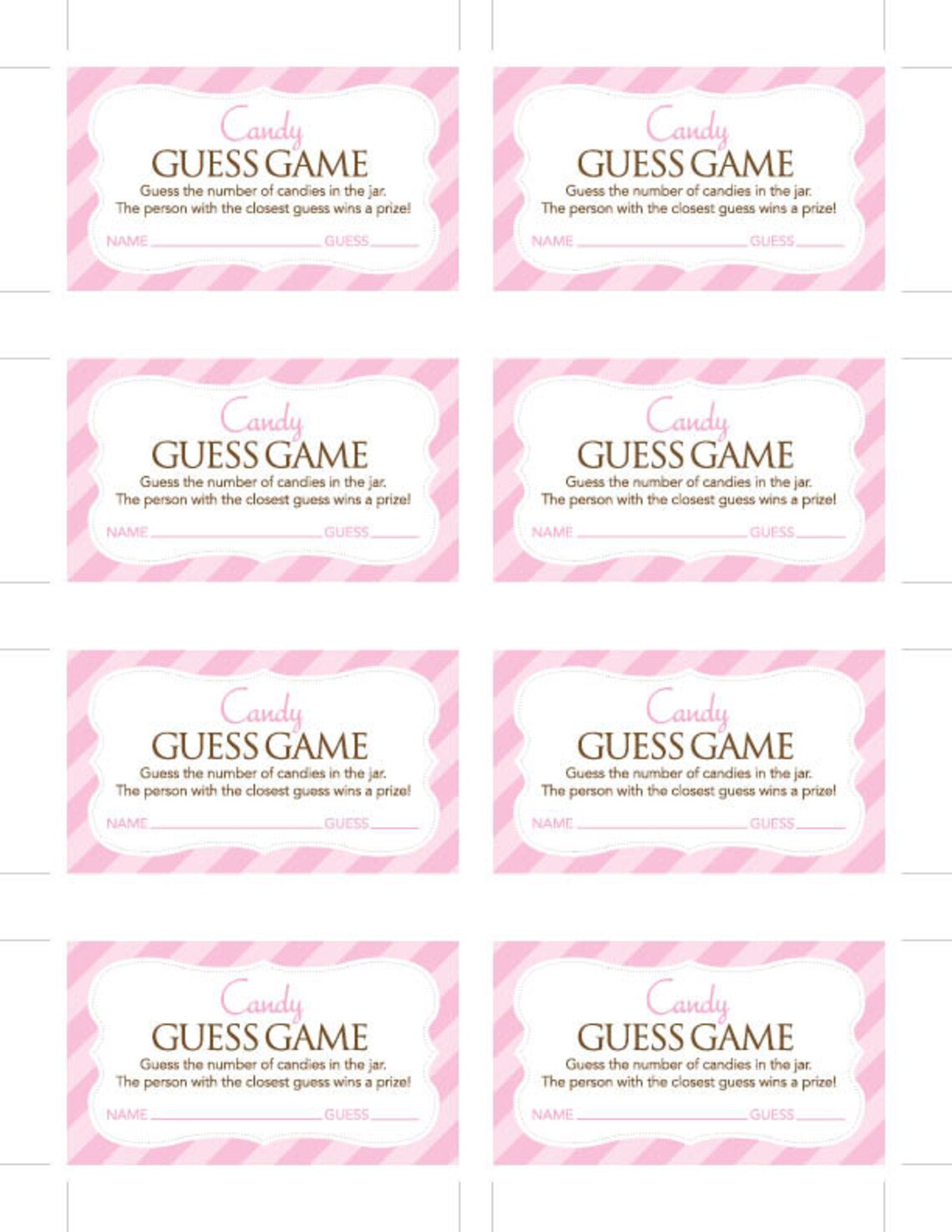 Instant Download Pink Owl Candy Guessing Game Pink Brown Owl | Etsy