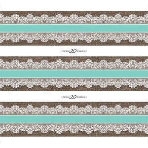 Instant Download Burlap and Lace Water Bottle Labels, Aqua Burlap Lace ...