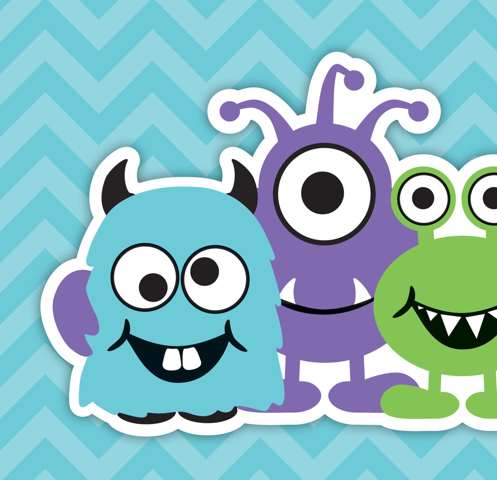 Instant Download Little Monsters Baby Shower Banner, Green Teal Purple ...