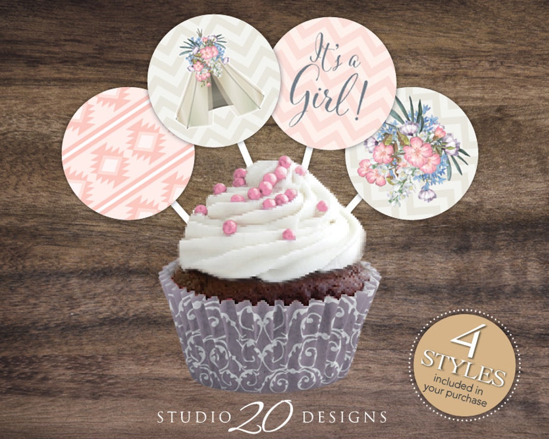 Instant Download Tribal Boho Cupcake Toppers 2 Tan Grey - Etsy