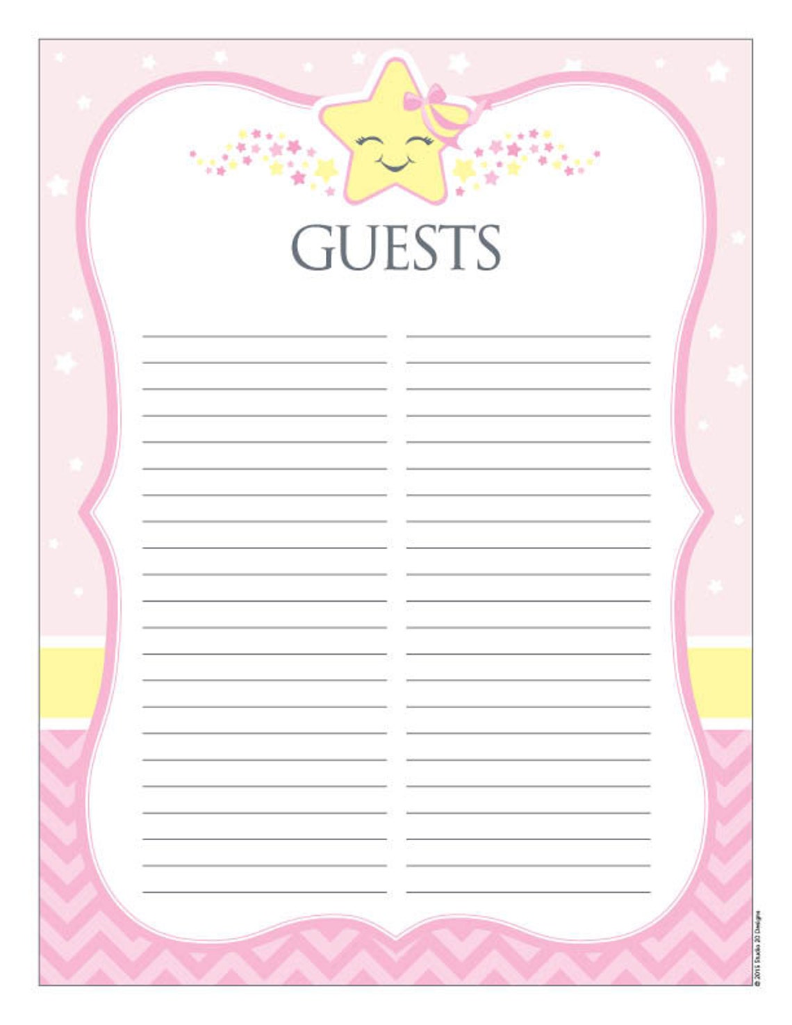 Instant Download Star Guest List Printable Twinkle Twinkle - Etsy