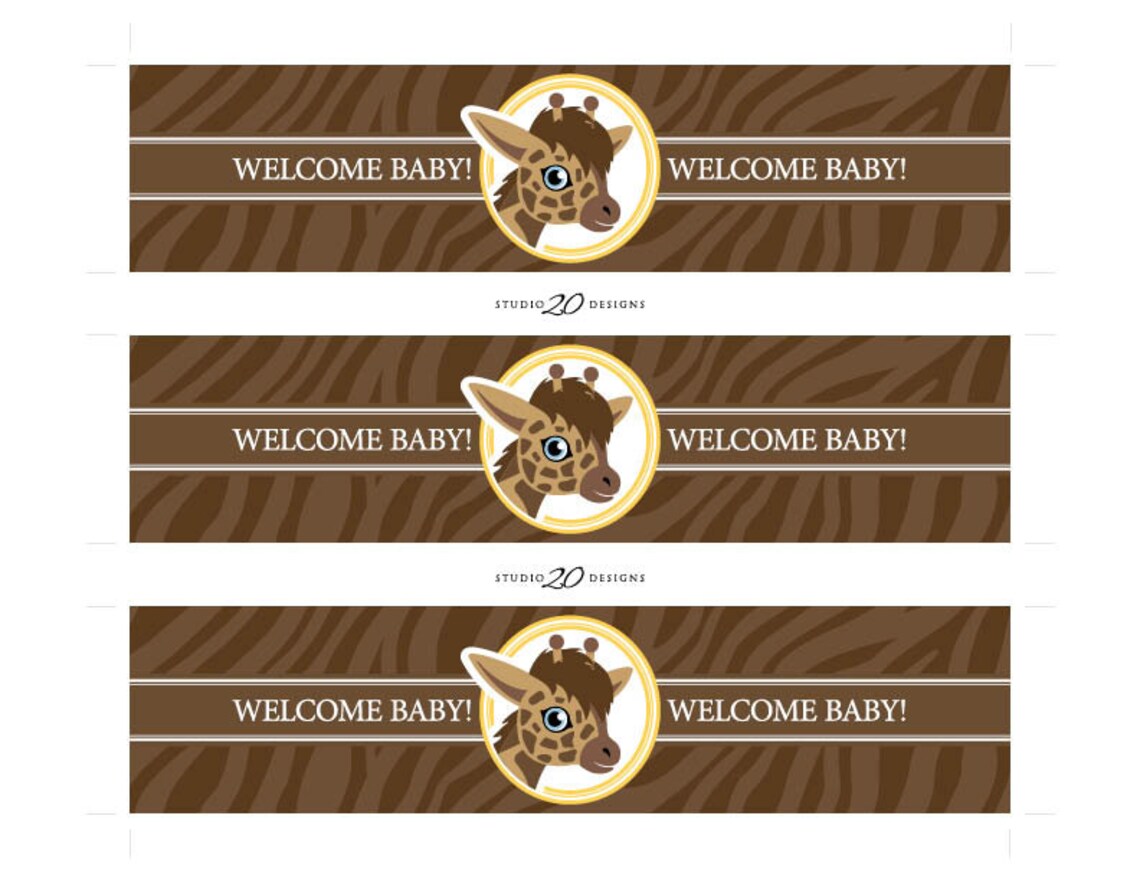 Instant Download Giraffe Bottle Labels Printable Brown Yellow | Etsy