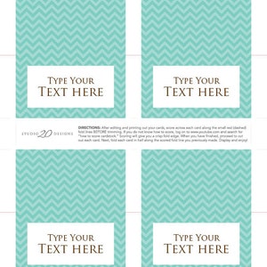 Instant Download Teal Chevron Food Labels, DIY Editable Food Labels ...