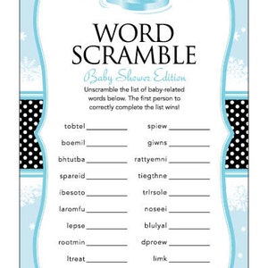 Instant Download Penguin Baby Word Scramble Game, Black Blue Penguin ...