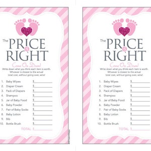 Instant Download Footprint Price is Right Baby Shower Game, Pink Grey ...