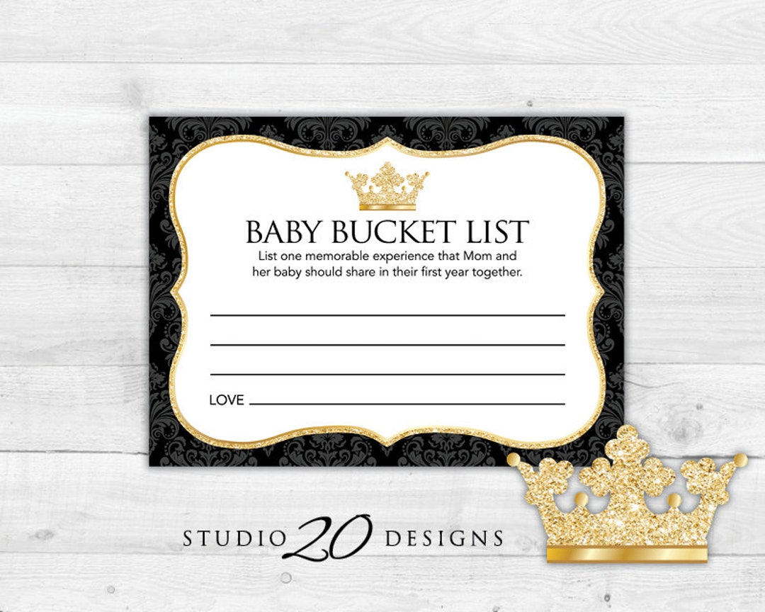 Instant Download Baby Bucket List Cards, Printable Black Royal Prince ...