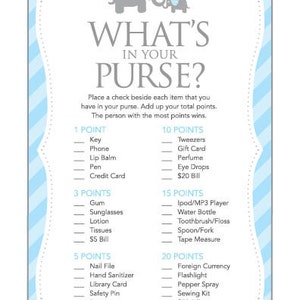 Instant Download Blue Elephant Baby Shower Games for Boy, What's in ...