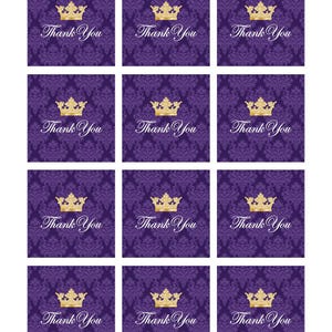 Instant Download Royal Purple Prince Thank You Tags, Crown Gift Tags ...