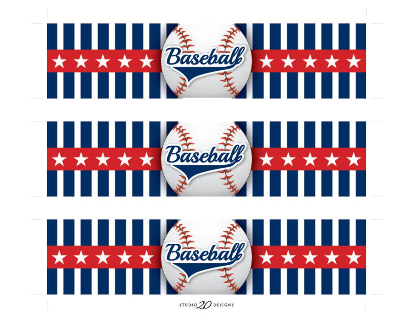 Instant Download Baseball Bottle Labels, Printable Baseball Water ...