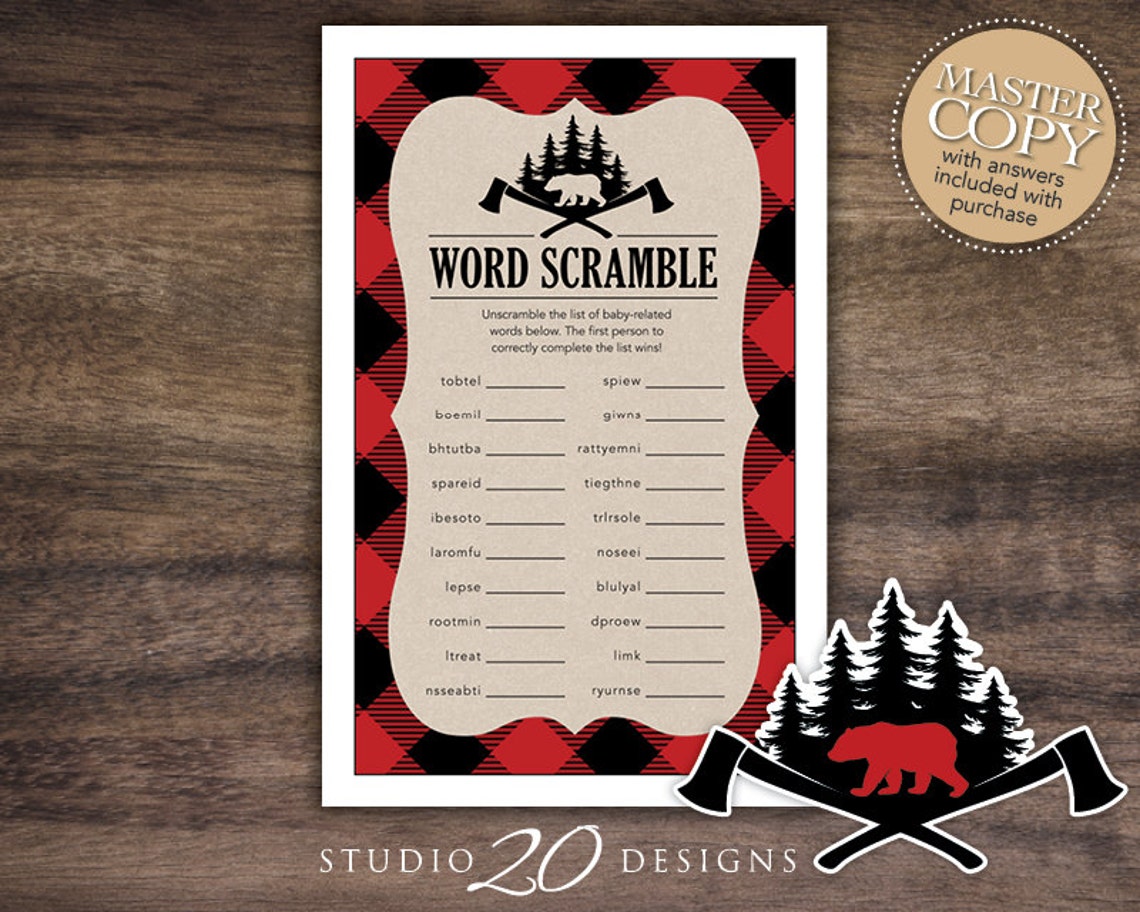 Instant Download Buffalo Plaid Word Scramble Baby Shower Game - Etsy