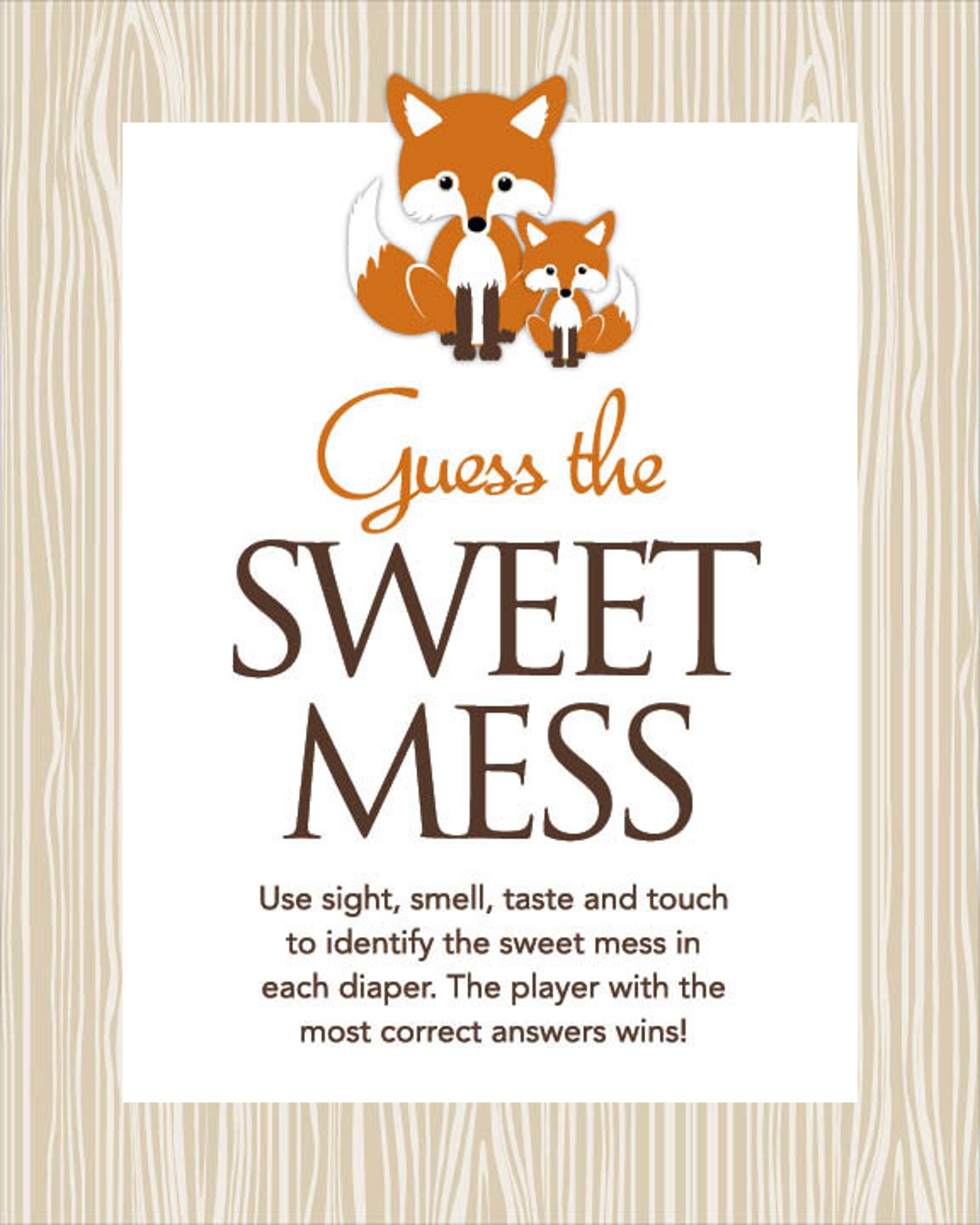 Instant Download Fox Guess the Sweet Mess Baby Shower Game - Etsy