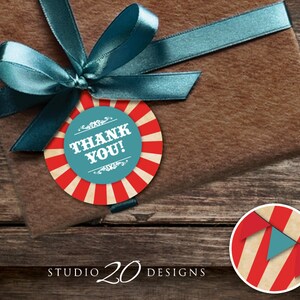 Instant Download Vintage Big Top Circus Thank You Tags, Retro Red ...