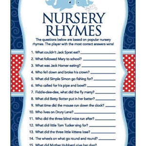 Instant Download Whale Nursery Rhyme Quiz, Whale Nursery Rhymes Game ...
