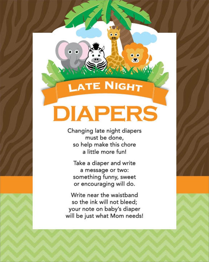 Instant Download Safari Late Night Diapers 8x10 Jungle Diaper - Etsy