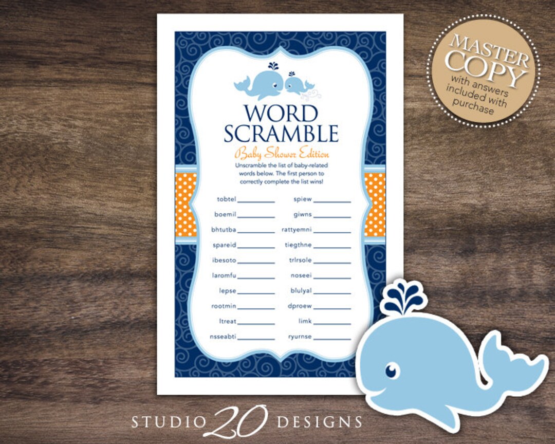 Instant Download Whale Baby Word Scramble Game, Under the Sea Word ...