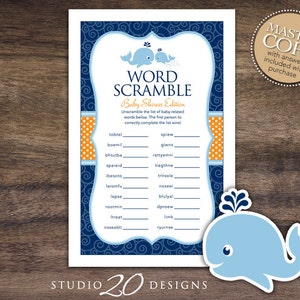 Instant Download Whale Baby Word Scramble Game, Under the Sea Word ...