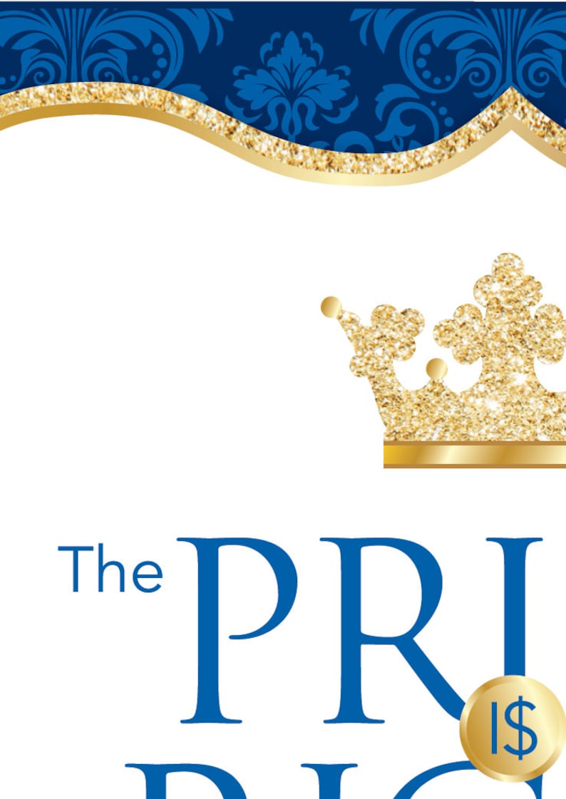 Instant Download Royal Blue Prince Price is Right Game, Gold Glitter ...