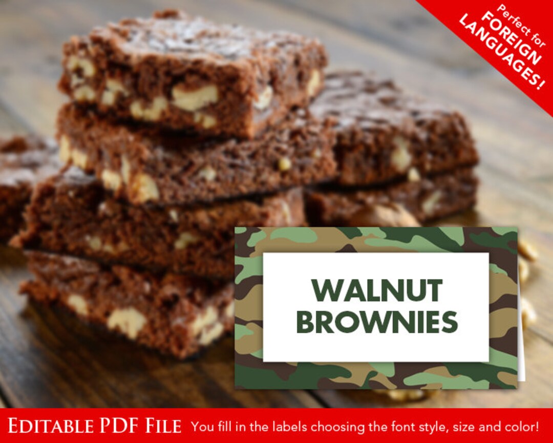 Instant Download Green Camo Food Labels, DIY Editable Food Labels ...