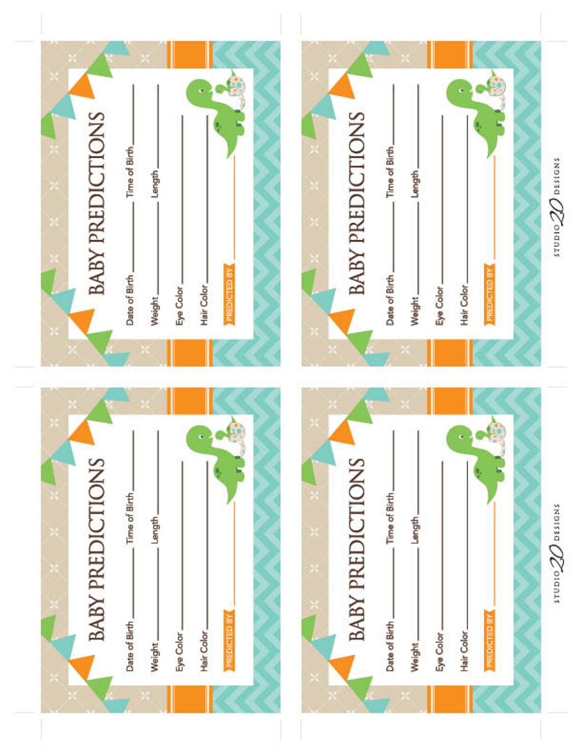 Instant Download Dinosaur Prediction for Baby Cards Printable | Etsy