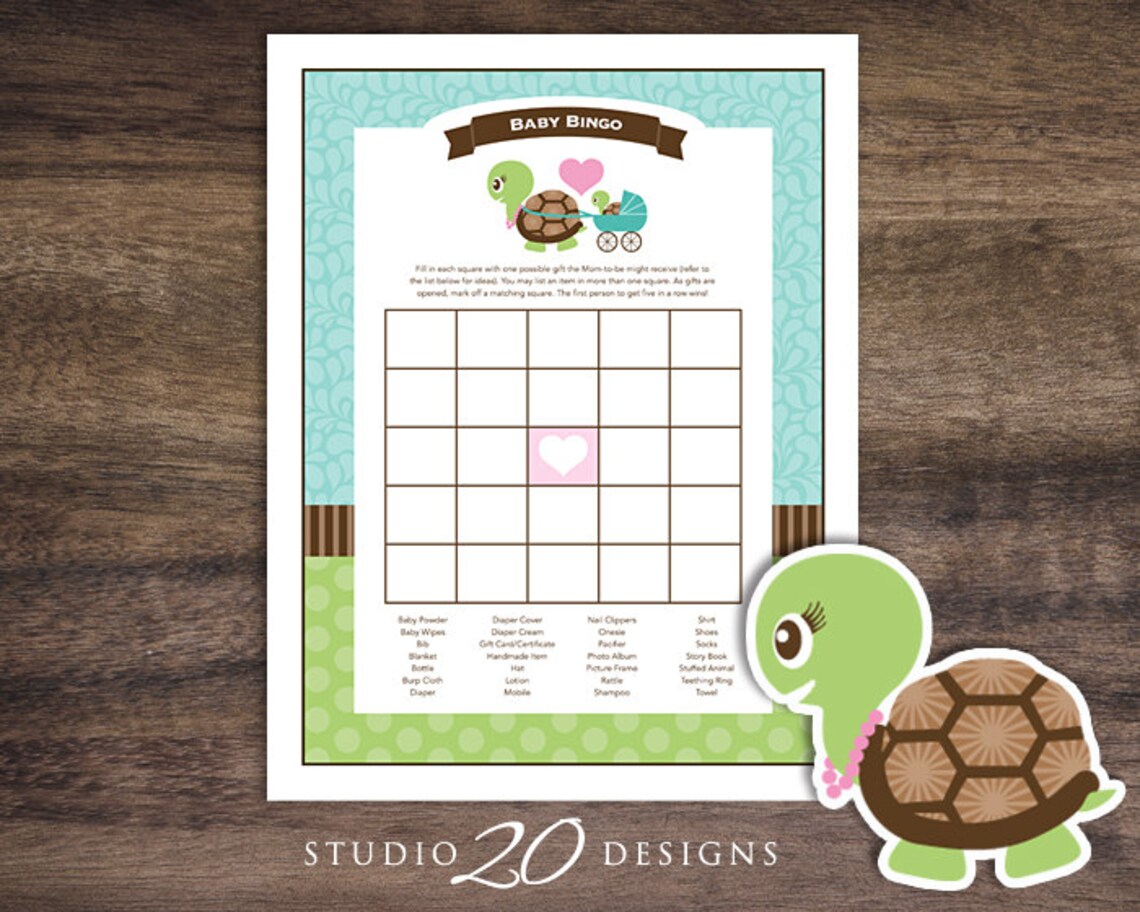 Instant Download Turtle Bingo Game Cards Printable Baby - Etsy