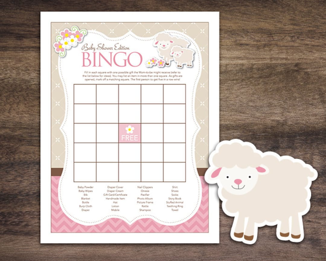 Instant Download Little Lamb Theme Baby Shower Chevron BINGO Game Cards ...