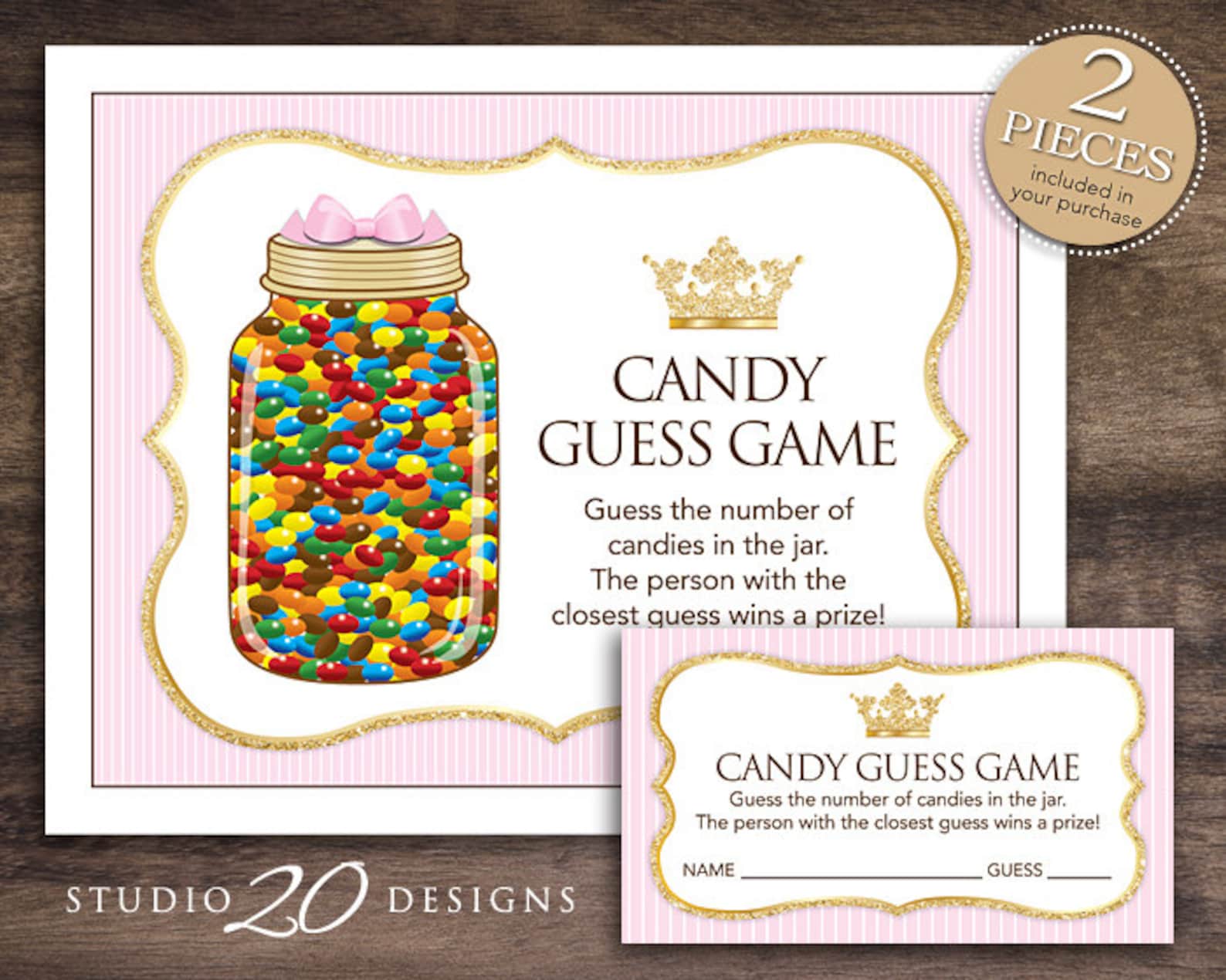 Instant Download Pink Princess Candy Guessing Game, Royal Princess Baby ...