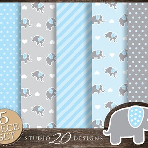 60% OFF! Instant Download Blue Elephant Digital Paper, Printable 12x12 ...