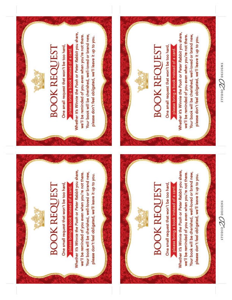 Instant Download Royal Red Prince or Princess Book Request - Etsy