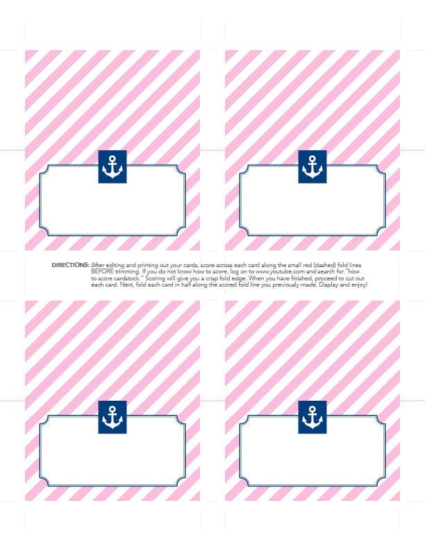 Instant Download Pink Nautical Food Labels DIY Editable Food | Etsy