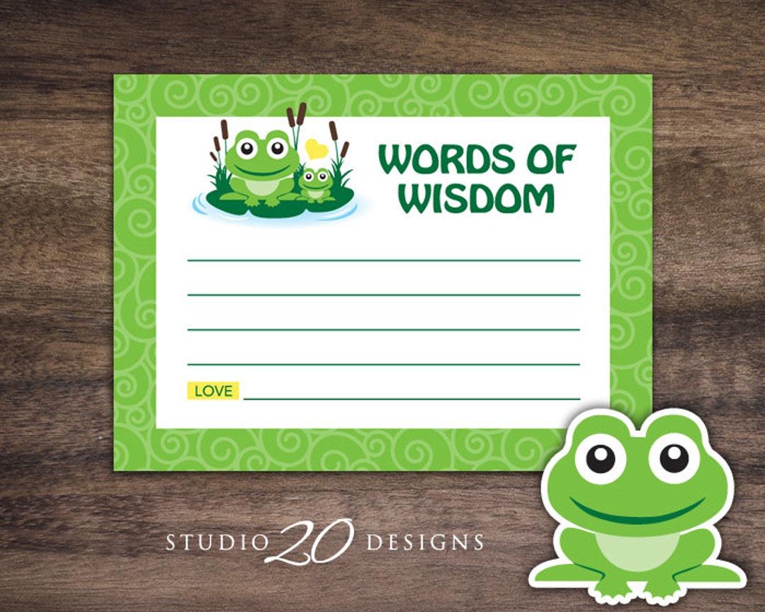 Instant Download Frog Advice Cards, Printable Gender Neutral Frog Words ...