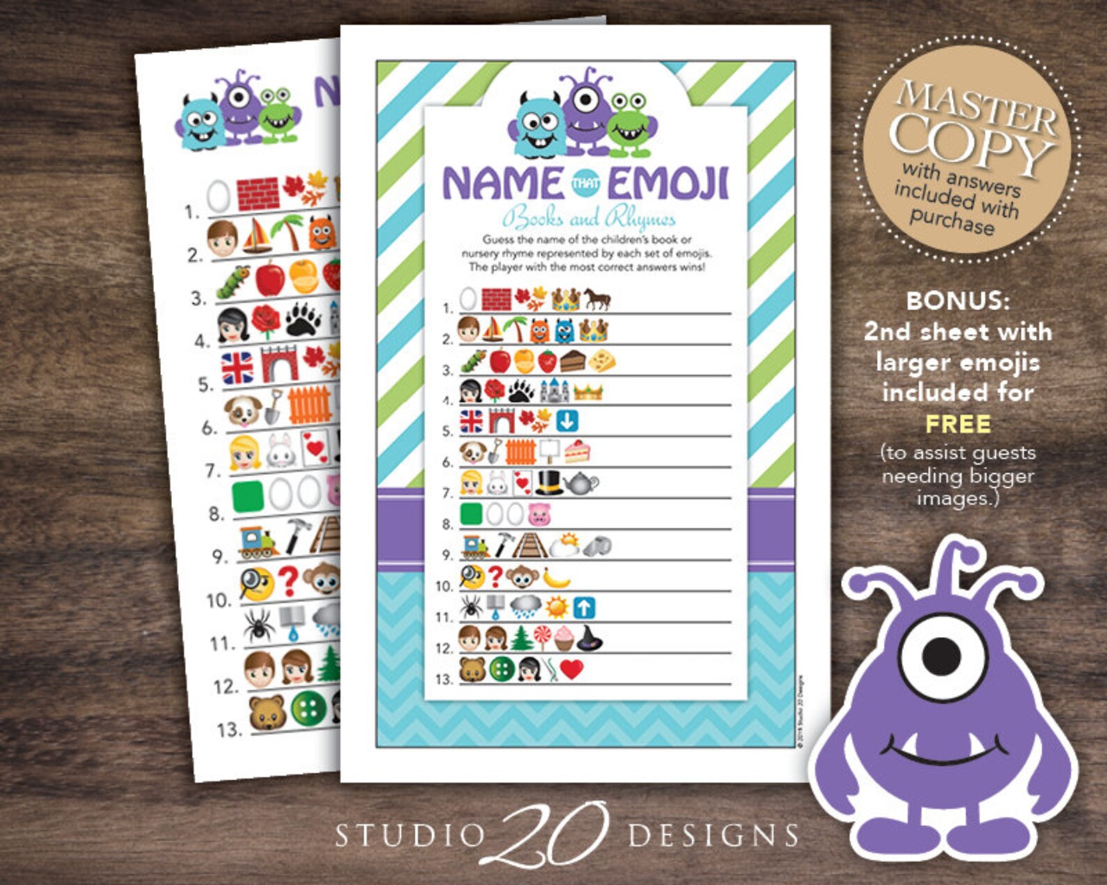 Instant Download Little Monsters Emoji Baby Shower Game Books | Etsy