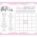 Instant Download Pink Elephant Baby Shower Bingo Cards for Girl ...