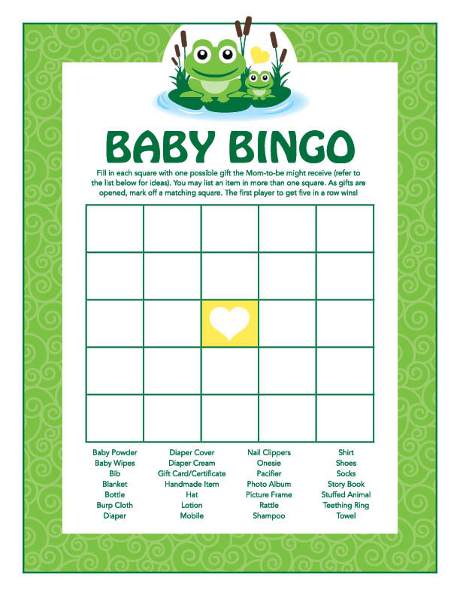 Instant Download Frog Baby Shower Bingo Cards Printable - Etsy