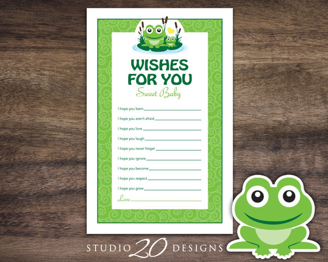 Instant Download Frog Theme Baby Shower Wishes for Baby Cards ...