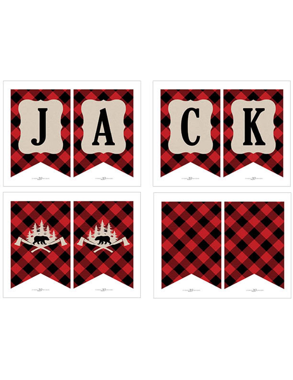 Instant Download Buffalo Plaid Birthday Banner Black Red - Etsy