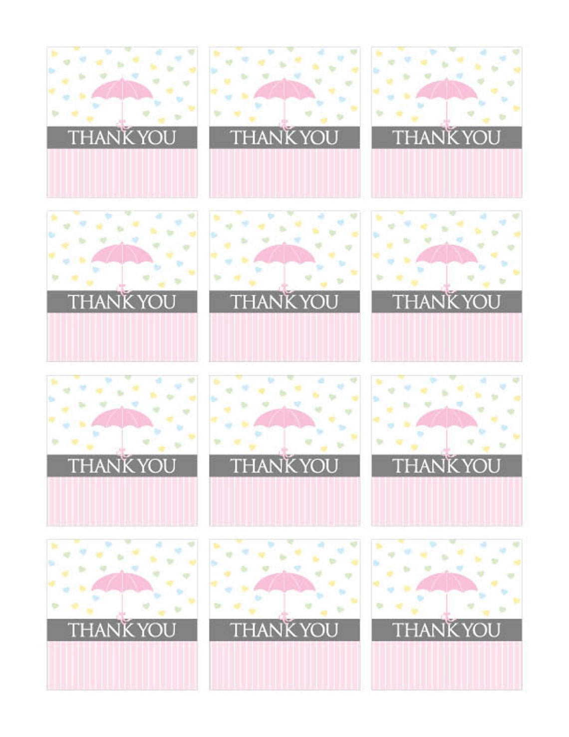 Instant Download Umbrella Thank You Tags Pink Umbrella Baby - Etsy