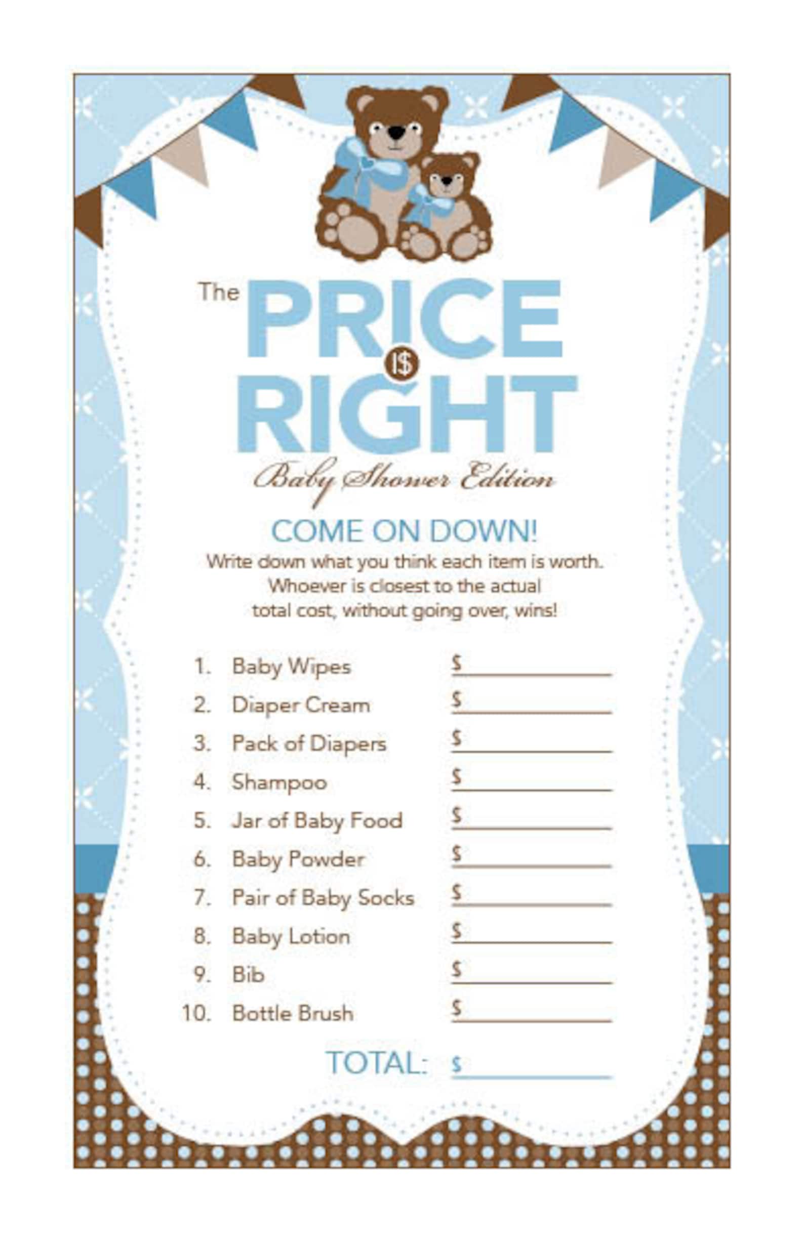 Instant Download Blue Teddy Bear Baby Shower Games Pack - Etsy