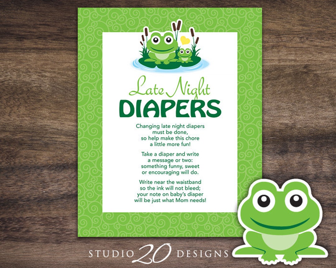 Instant Download Frog Late Night Diapers 8x10 Green Diaper - Etsy