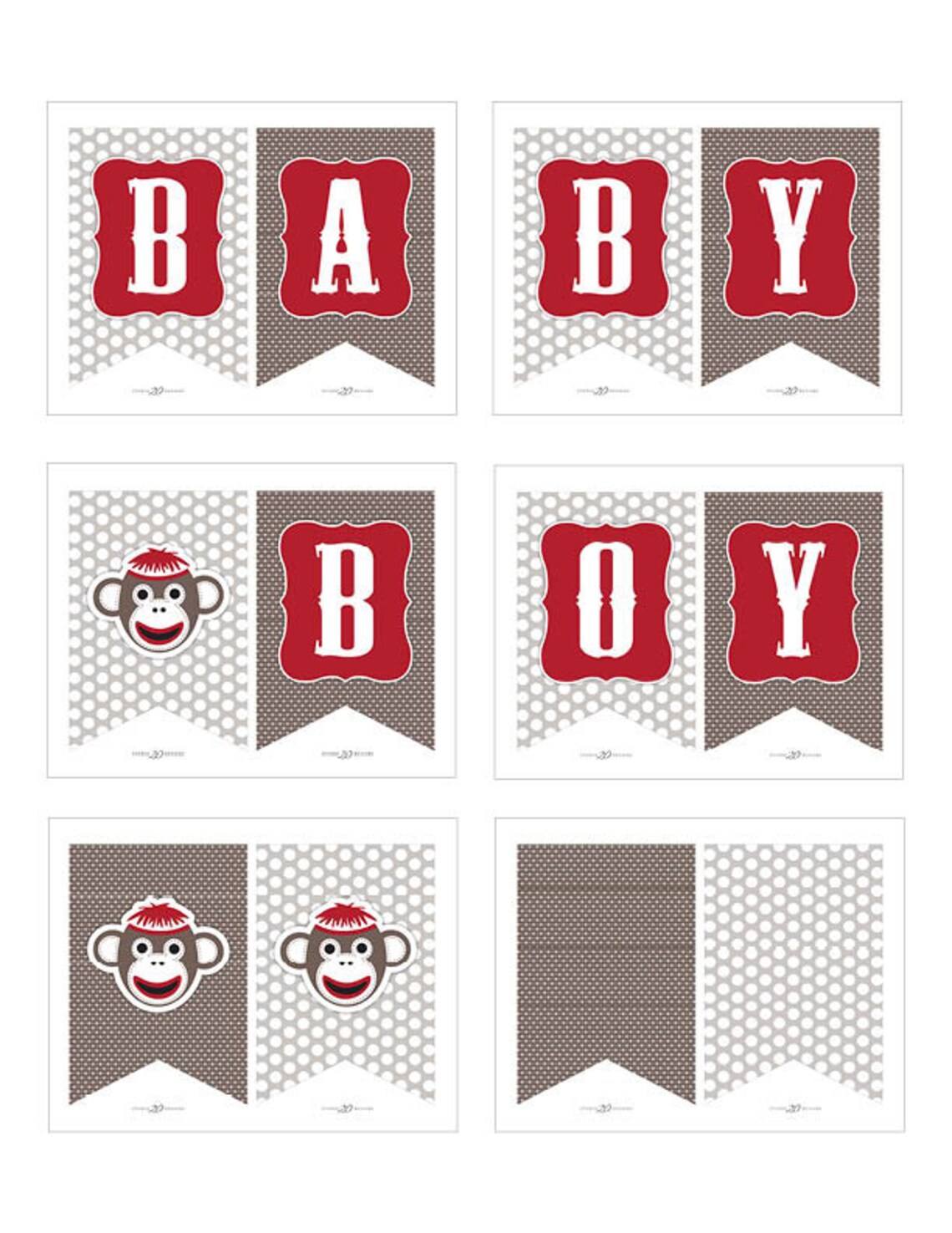 Instant Download Sock Monkey Baby Shower Banner Printable Red | Etsy