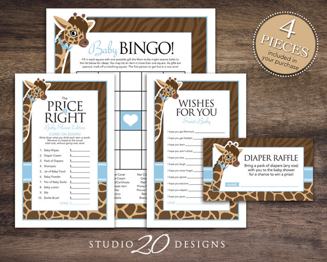 Instant Download Giraffe Baby Shower Games Pack Printable - Etsy