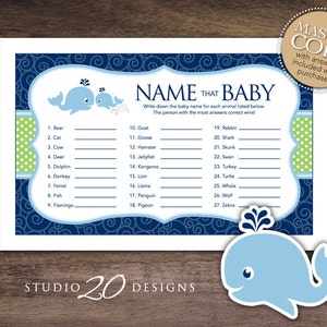 Instant Download Whale Baby Shower Name That Baby Game, Printable ...