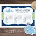 Instant Download Whale Baby Shower Name That Baby Game, Printable ...