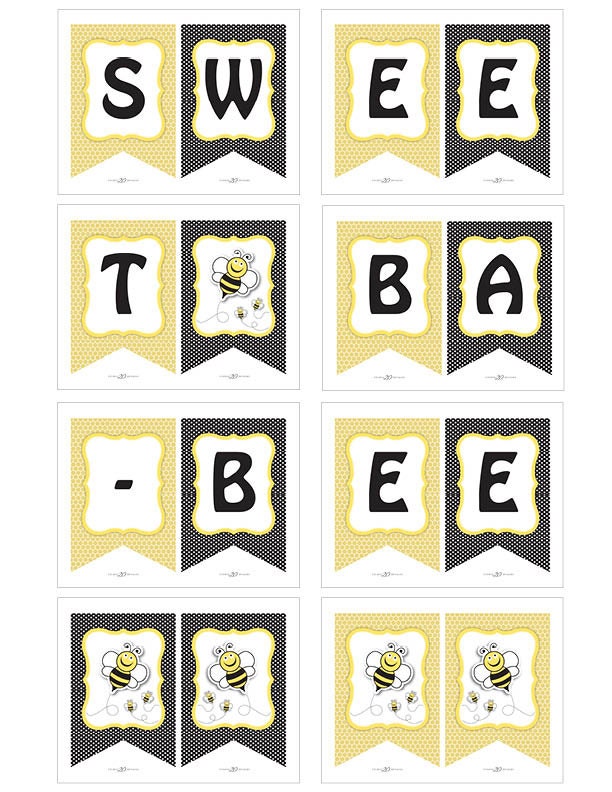 Instant Download Bee Baby Shower Banner Yellow Black Babee | Etsy