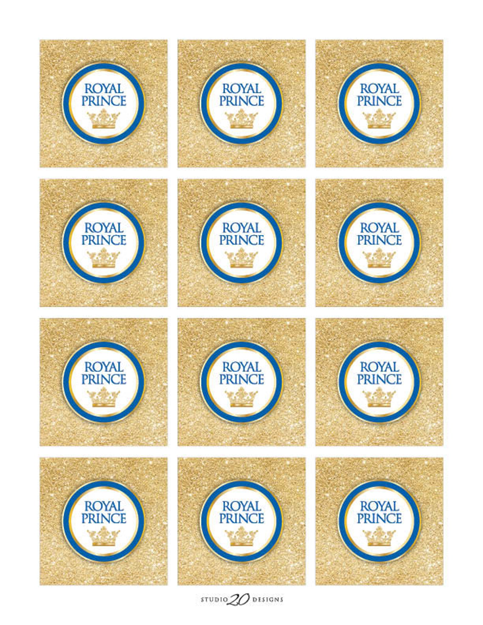 Instant Download Royal Blue Prince Cupcake Toppers Printable | Etsy