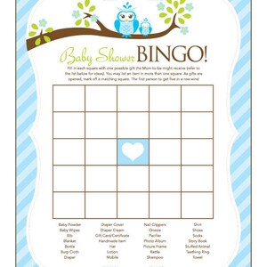Instant Download Blue Owl Baby Shower Games Pack, Printable Boy Owl ...