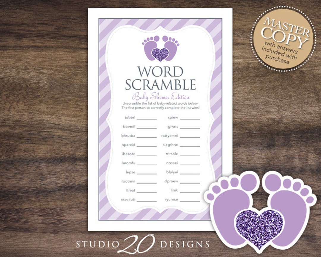 Instant Download Footprint Word Scramble Baby Shower Game, Printable ...