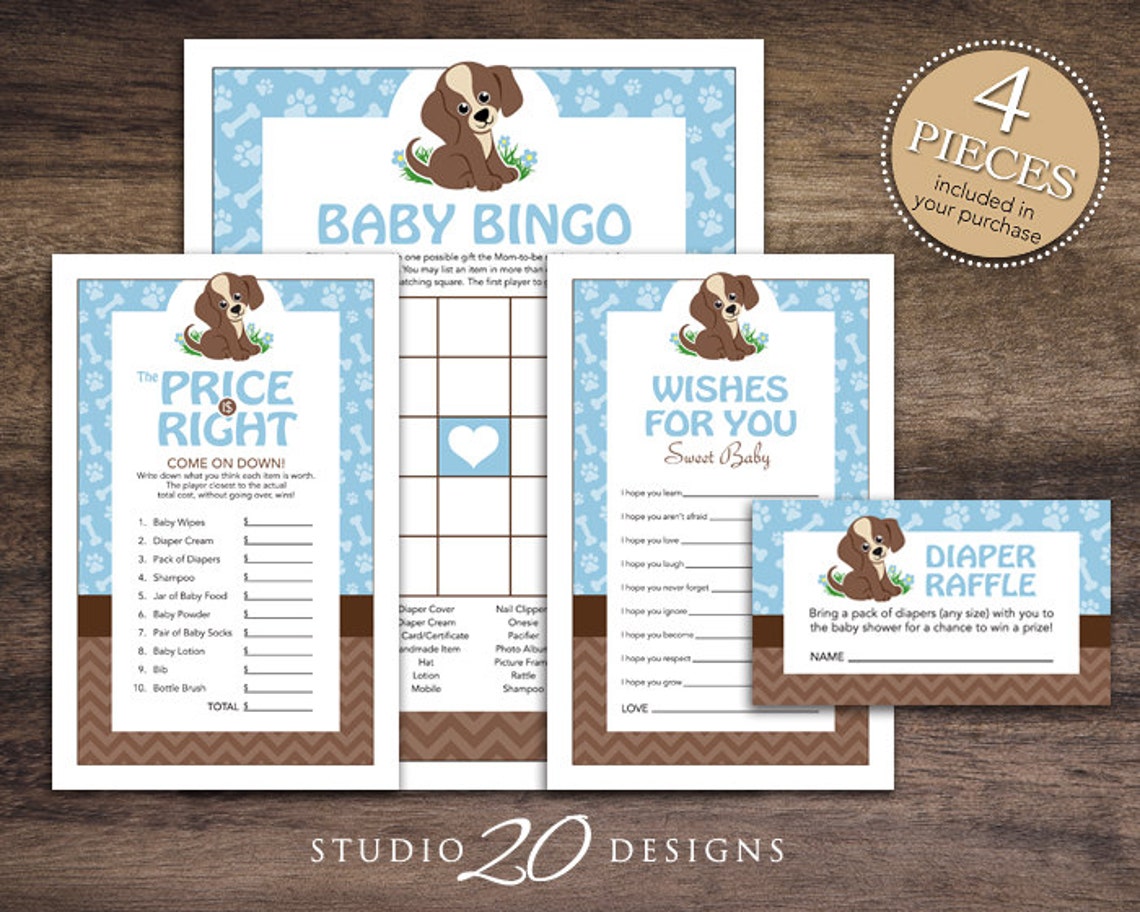 Instant Download Puppy Baby Shower Games Pack Puppy Bingo | Etsy