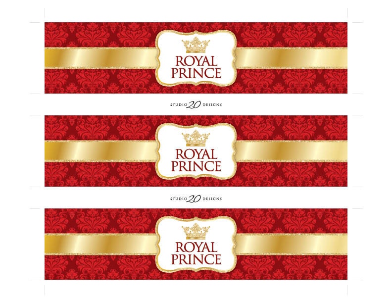 Instant Download Royal Red Prince or Princess Bottle Labels, Printable ...