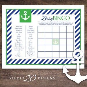 Instant Download Blue Green Nautical Baby Shower Bingo Cards, Printable ...